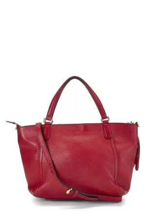 Gucci Grained Leather Soho Top Handle Bag - Red