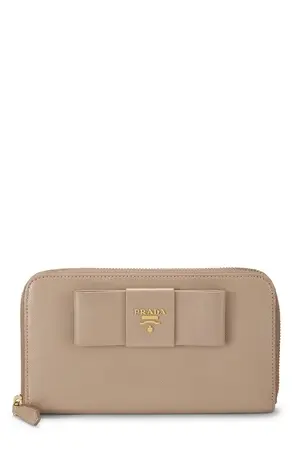 Prada Saffiano Bow Continental Wallet - Beige