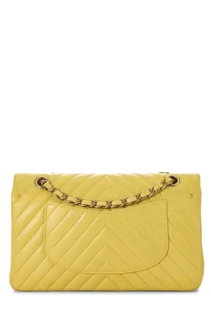 Chanel Chevron Lambskin Double Flap Medium - Yellow
