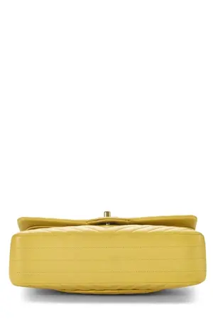 Chanel Chevron Lambskin Double Flap Medium - Yellow