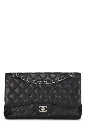 CHANEL Chanel Quilted Caviar Classic Double Flap Jumbo Shoulder Bag
