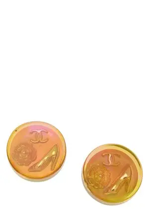 Chanel Acrylic Button Clip-on Earrings - Multi