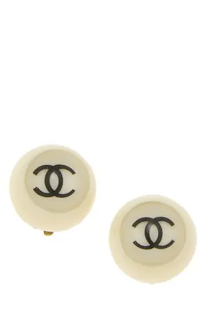 Chanel Acrylic Clip-on Earrings White