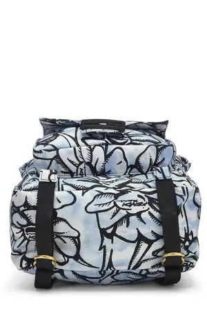 Fendi Nylon Printed Backpack - Blue