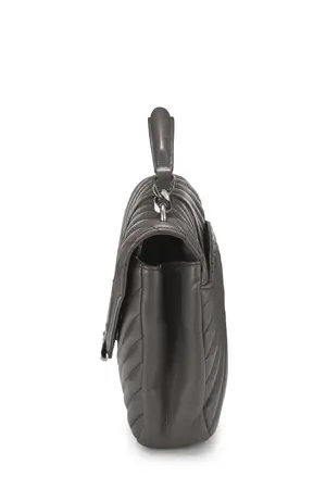 Saint Laurent Chevron Leather College Bag - Grey