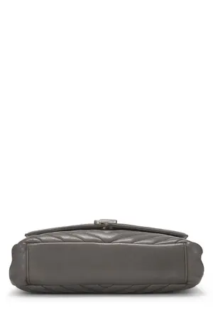 Saint Laurent Chevron Leather College Bag - Grey