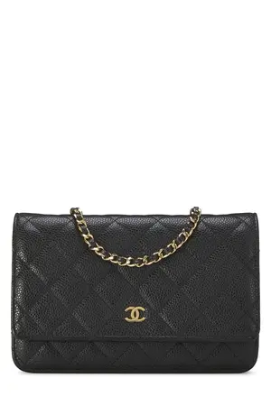 Chanel Quilted Caviar Classic Wallet On Chain - Black