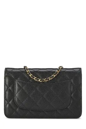 Chanel Quilted Caviar Classic Wallet On Chain - Black
