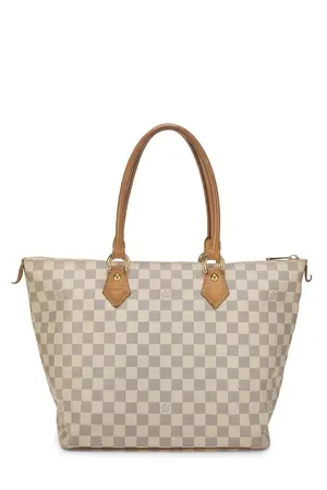 LOUIS VUITTON Damier Azur Saleya Tote Bag - White