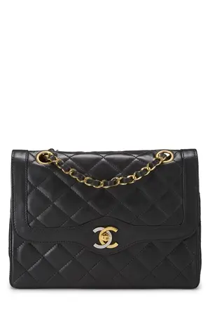 CHANEL Chanel Quilted Lambskin Paris Limited Double Flap Small Shoulder Bag