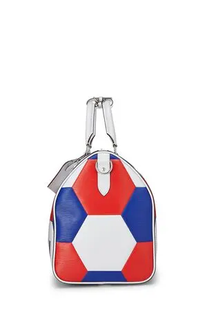 LOUIS VUITTON Fifa World Cup White & Blue Leather Keepall Bandouliere 50 - Red