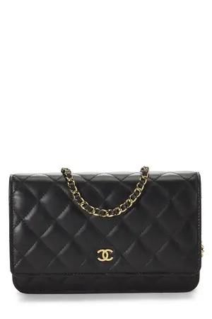 Chanel Quilted Lambskin Classic Wallet On Chain - Black
