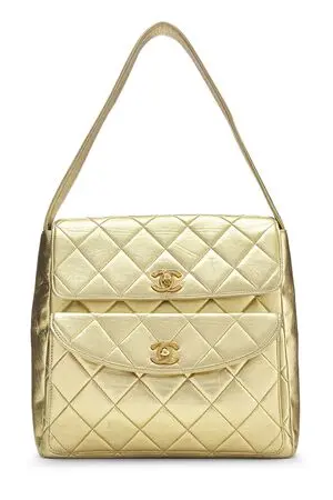 Chanel Metallic Lambskin Double Pocket Shoulder Bag