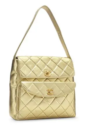 Chanel Metallic Lambskin Double Pocket Shoulder Bag