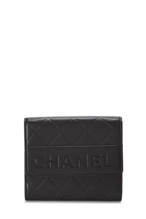 Chanel Quilted Lambskin Compact Wallet - Black