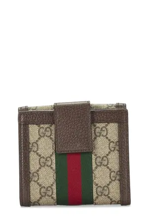 Gucci Gg Supreme Canvas Ophidia French Wallet - Brown