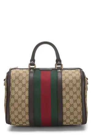 Gucci Original Gg Canvas Vintage Web Boston Medium Duffle Bag