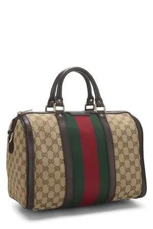 Gucci Original Gg Canvas Vintage Web Boston Medium Duffle Bag