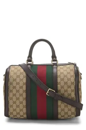 Gucci Original Gg Canvas Vintage Web Boston Medium Duffle Bag
