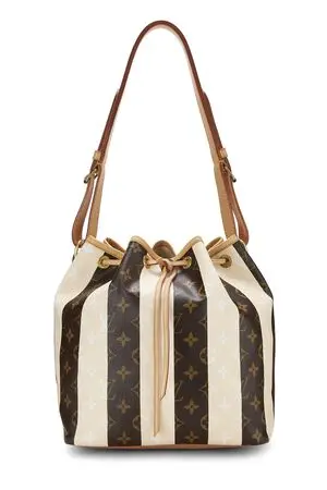 LOUIS VUITTON Louis Vuitton Monogram Rayures Noé Petite Bucket Bag Cream