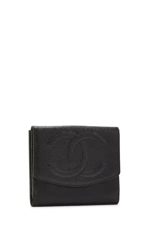 Chanel Caviar Timeless 'cc' Compact Wallet - Black
