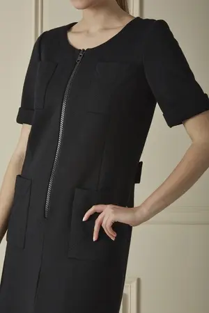 PATOU Wool Zippered Shift Dress