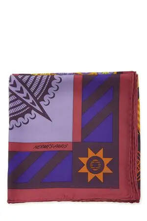 Hermès Multicolor 'geometrie Cretoise' Silk Scarf 90