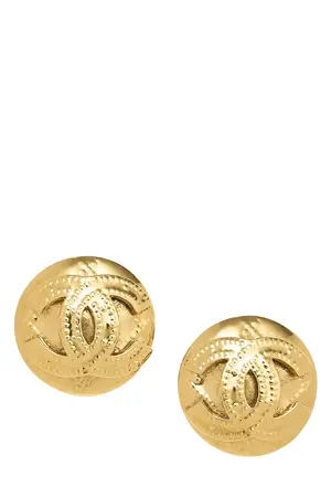 Chanel Quilted 'cc' Round Earrings - Gold