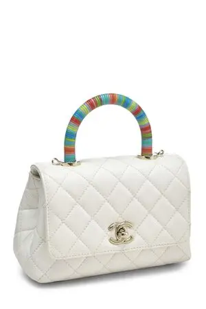 Chanel Quilted Lambskin Rainbow Coco Handle Bag