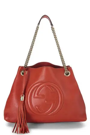 Gucci Leather Soho Chain Tote - Orange