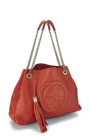 Gucci Leather Soho Chain Tote - Orange