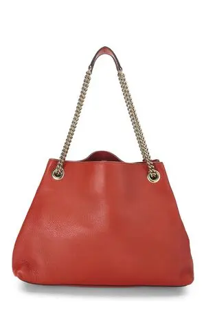 Gucci Leather Soho Chain Tote - Orange