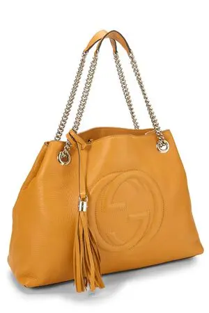 Gucci Leather Soho Chain Tote - Orange