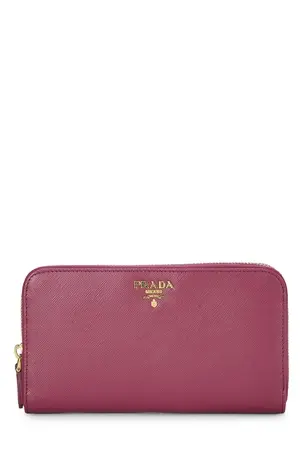 Prada Saffiano Zip Around Wallet - Purple
