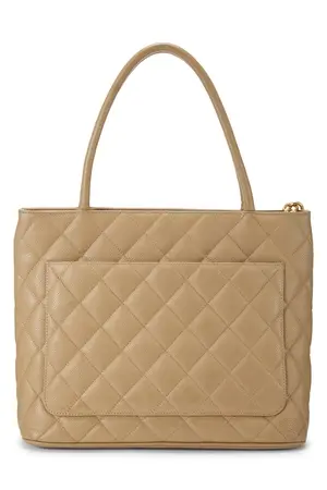 Chanel Quilted Caviar Medallion Tote - Beige