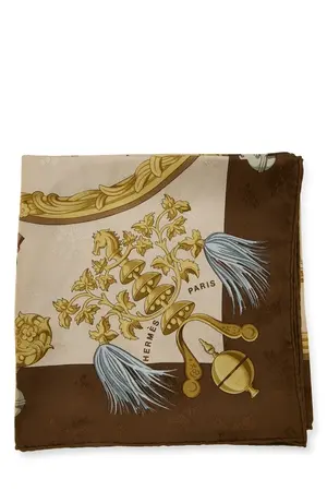 Hermès Multicolor 'plumes Et Grelots' Silk Scarf 90