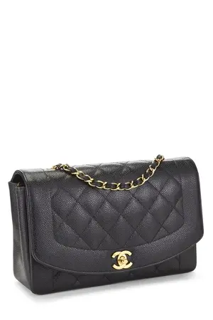 Chanel Quilted Caviar Diana Flap Bag - Black