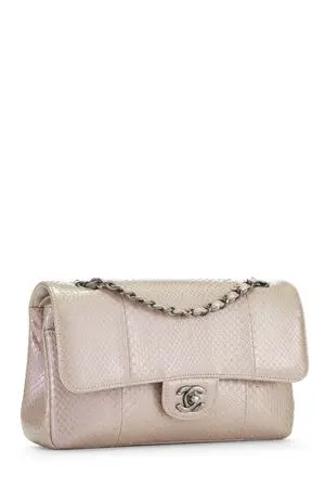 Chanel Iridescent Python Classic Double Flap Medium - Beige
