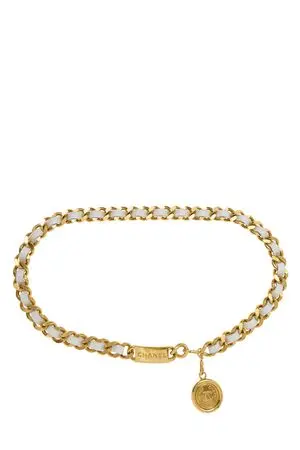 Chanel Leather Chain Belt - White