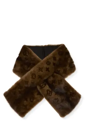 LOUIS VUITTON Monogram Mink Muffler - Brown