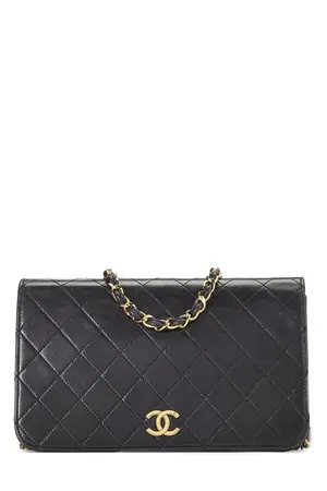 Chanel Quilted Lambskin Snap Full Flap Small - Black