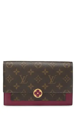 LOUIS VUITTON Raspberry Monogram Canvas Flore Wallet On Chain - Pink