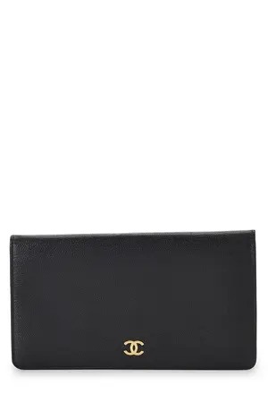 Chanel Black Calfskin Long Wallet Black