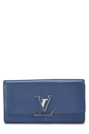 LOUIS VUITTON Blue Taurillon Capucines Wallet Blue