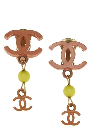 Chanel Enamel 'cc' Dangle Earrings