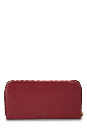 Prada Saffiano Zip Around Wallet - Red