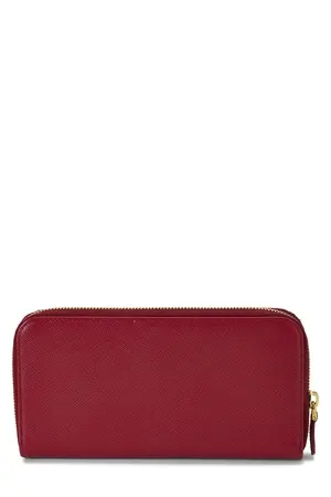 Prada Saffiano Zip Around Wallet - Red