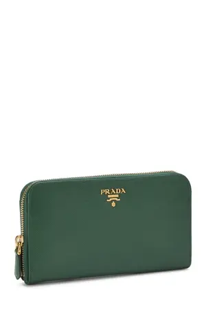Prada Saffiano Zip Around Wallet - Green