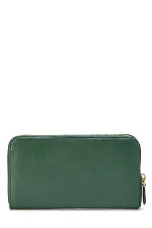 Prada Saffiano Zip Around Wallet - Green