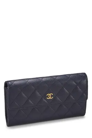 Chanel Caviar Classic Flap Wallet - Navy